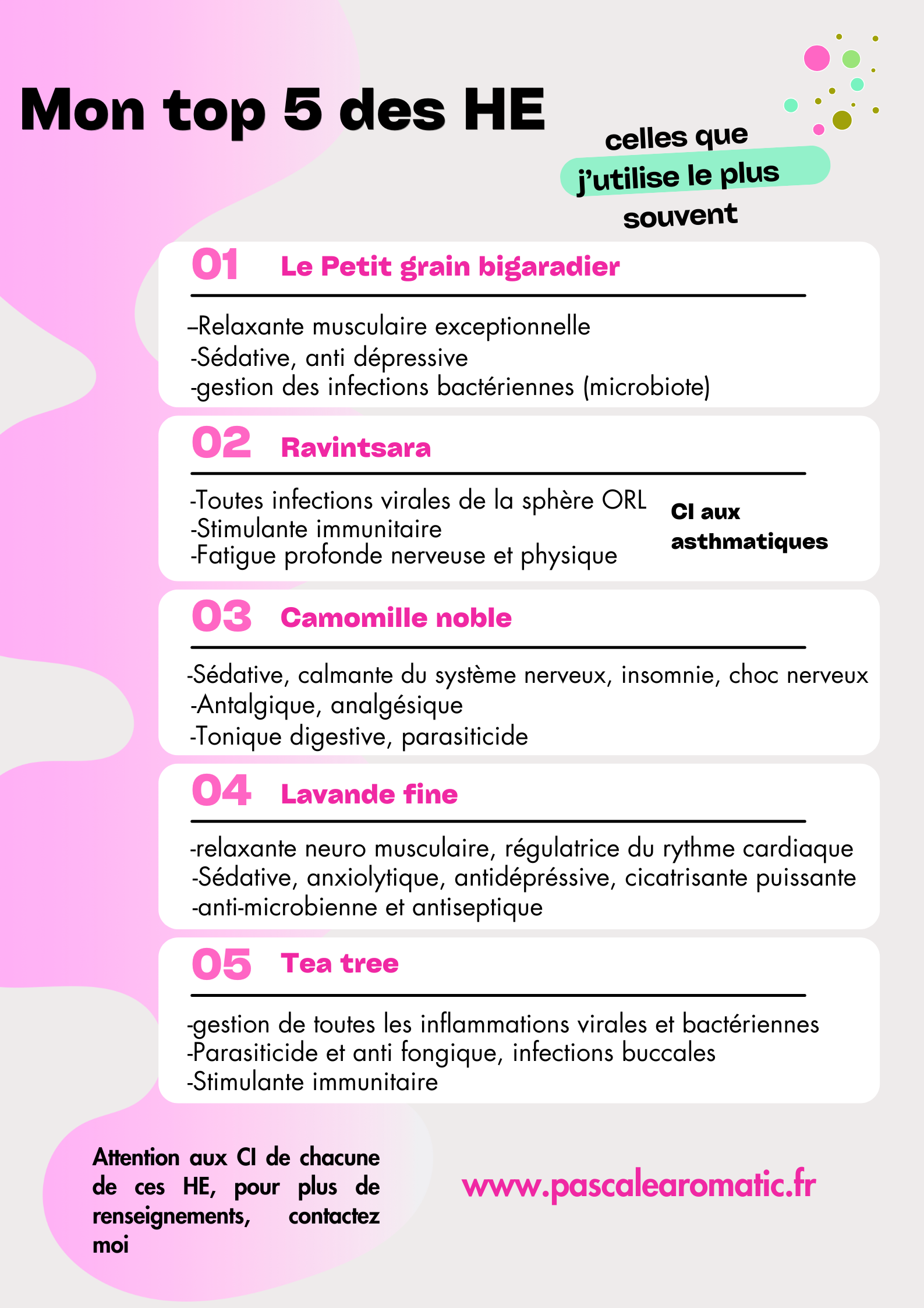 Mon top 5 des HE – Pascale Aromatic